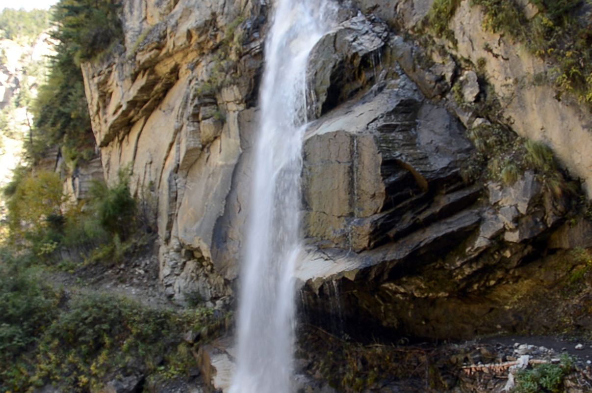 10 Trail Goes Underneath A Waterfall Nearing Dharamsala On The Way To Phu