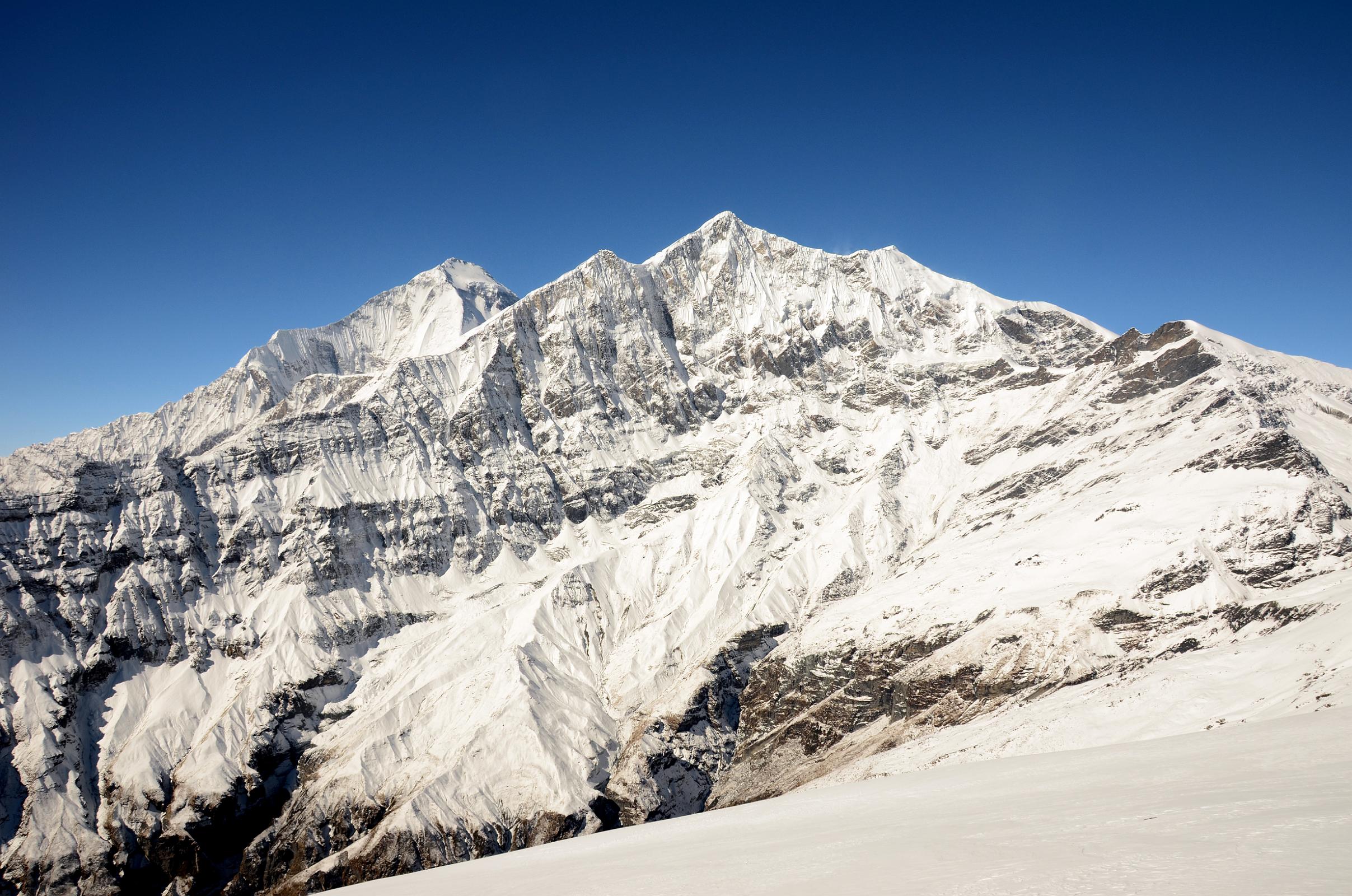 08 Dhaulagiri and Tukuche Peak From The Snowy Trail Between The Top Of ...
